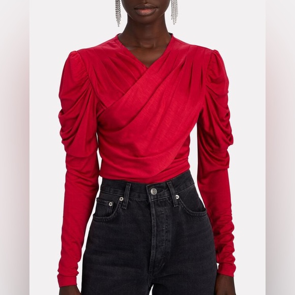 INTERMIX | Tops | Intermix Naomi Ruched Jersey Top Red S | Poshmark